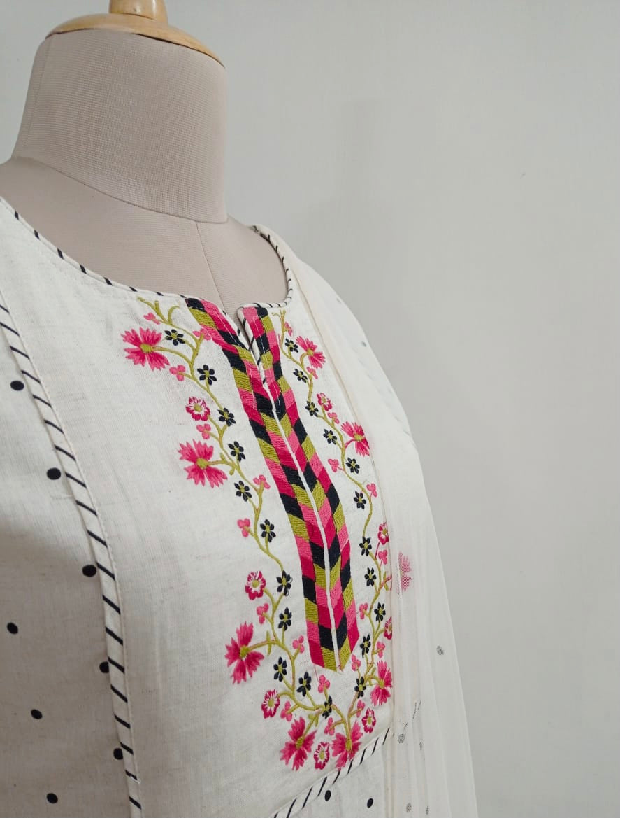 Mulmul | Luxury - Cherry Red On Cream – Mulmul And More